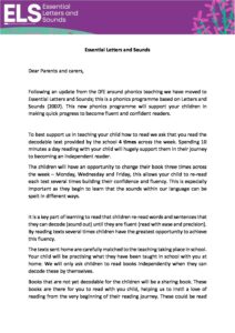 ELS letter | St Anthonys Catholic Primary School